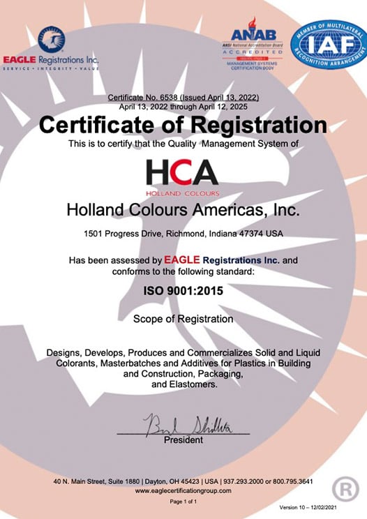 About HCA| Certificates | Holland Colours