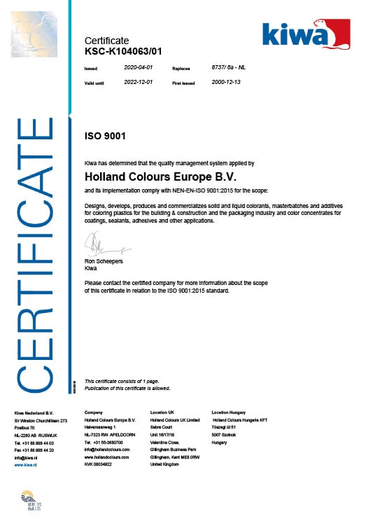 About HCA| Certificates | Holland Colours