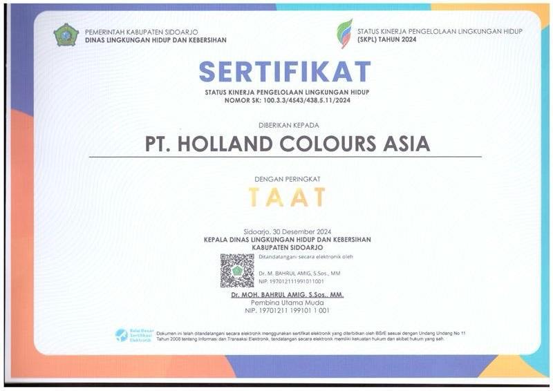 Holland Colours Asia Receives Environment Performance Rating ...
